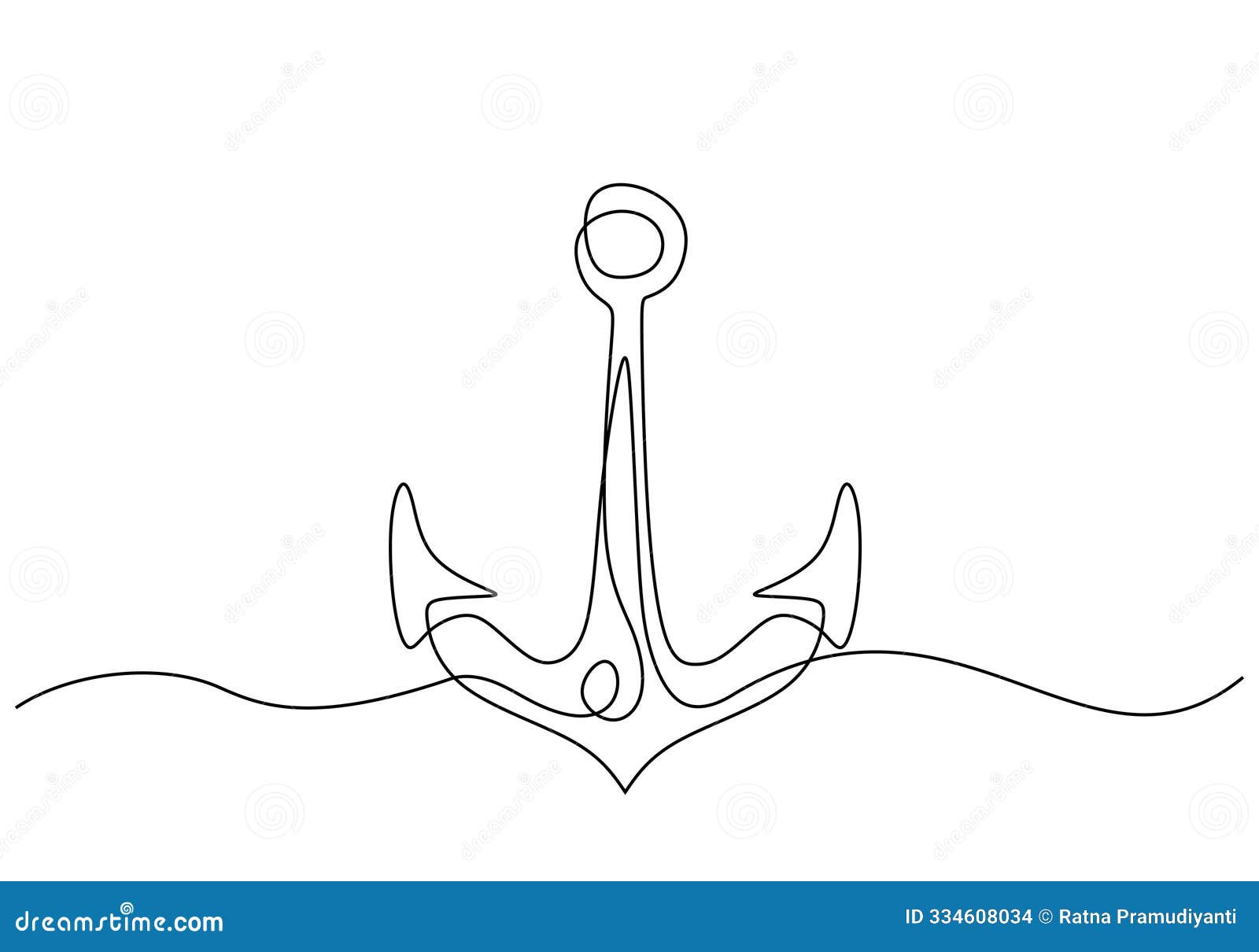 Minimalist Continuous Line Drawing of an Anchor in Hand-Drawn Style ...