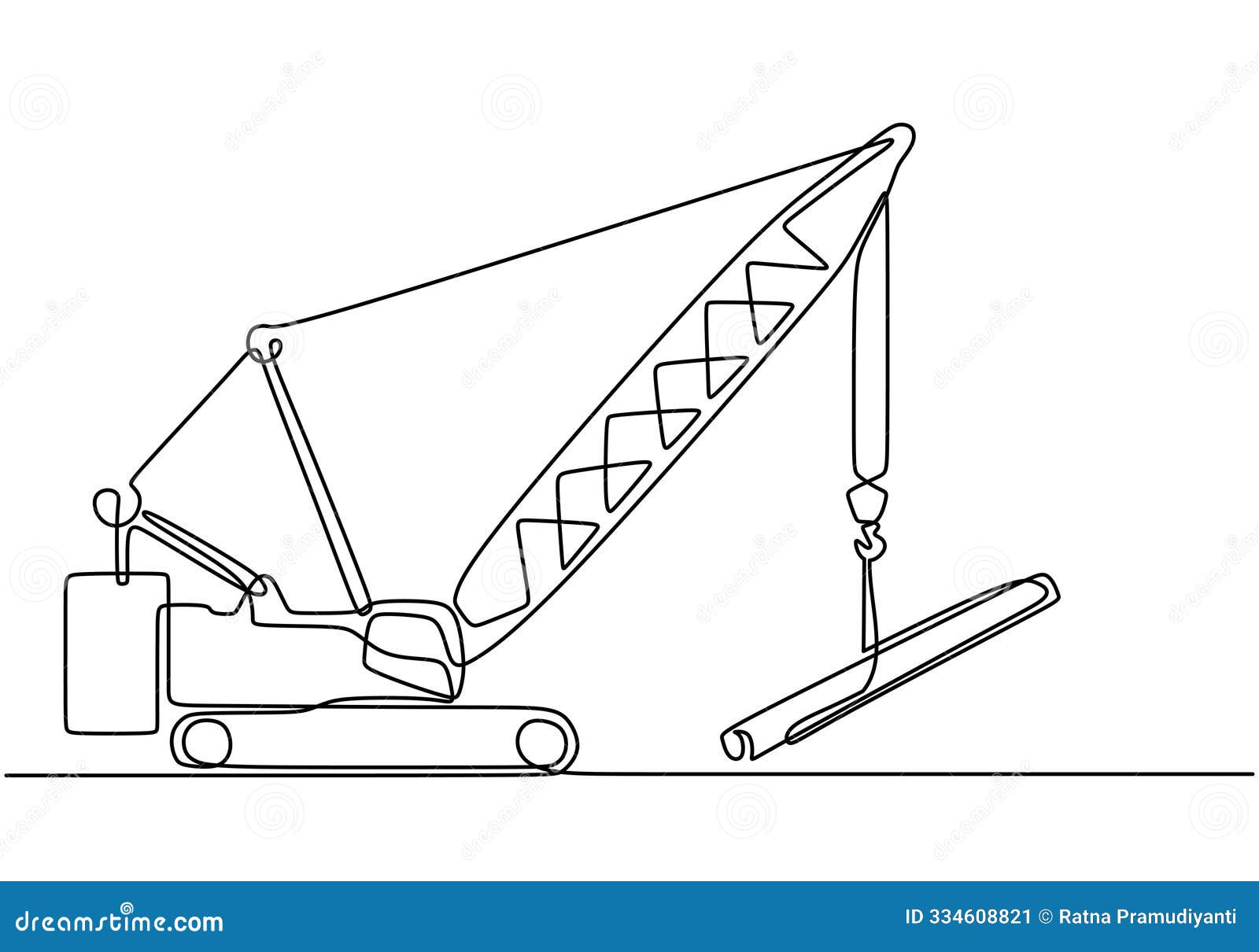 Minimalist Continuous Line Drawing of a Crane Construction Vehicle ...