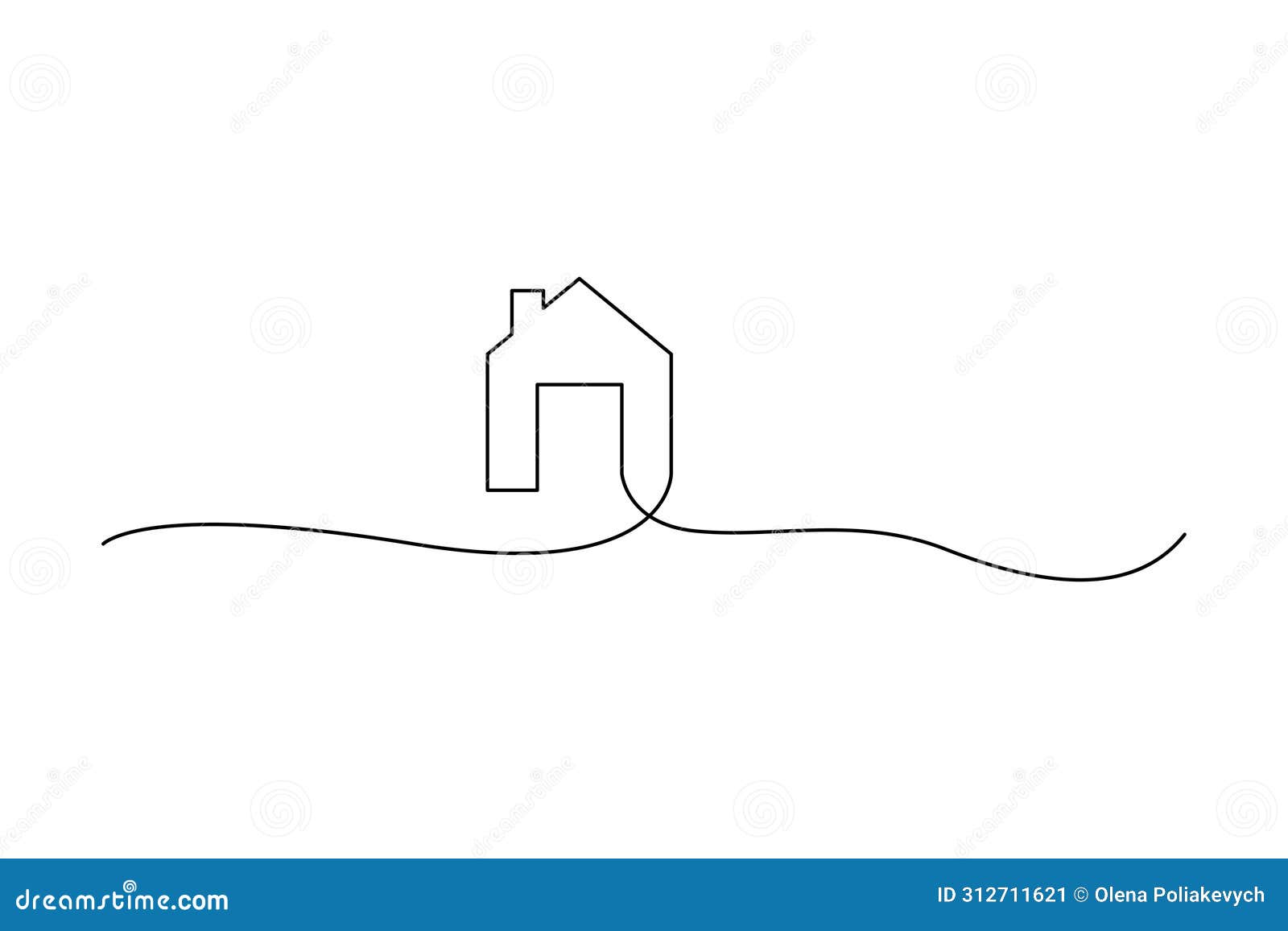 Minimalist Continuous Line Drawing of a House. Vector Illustration. EPS ...