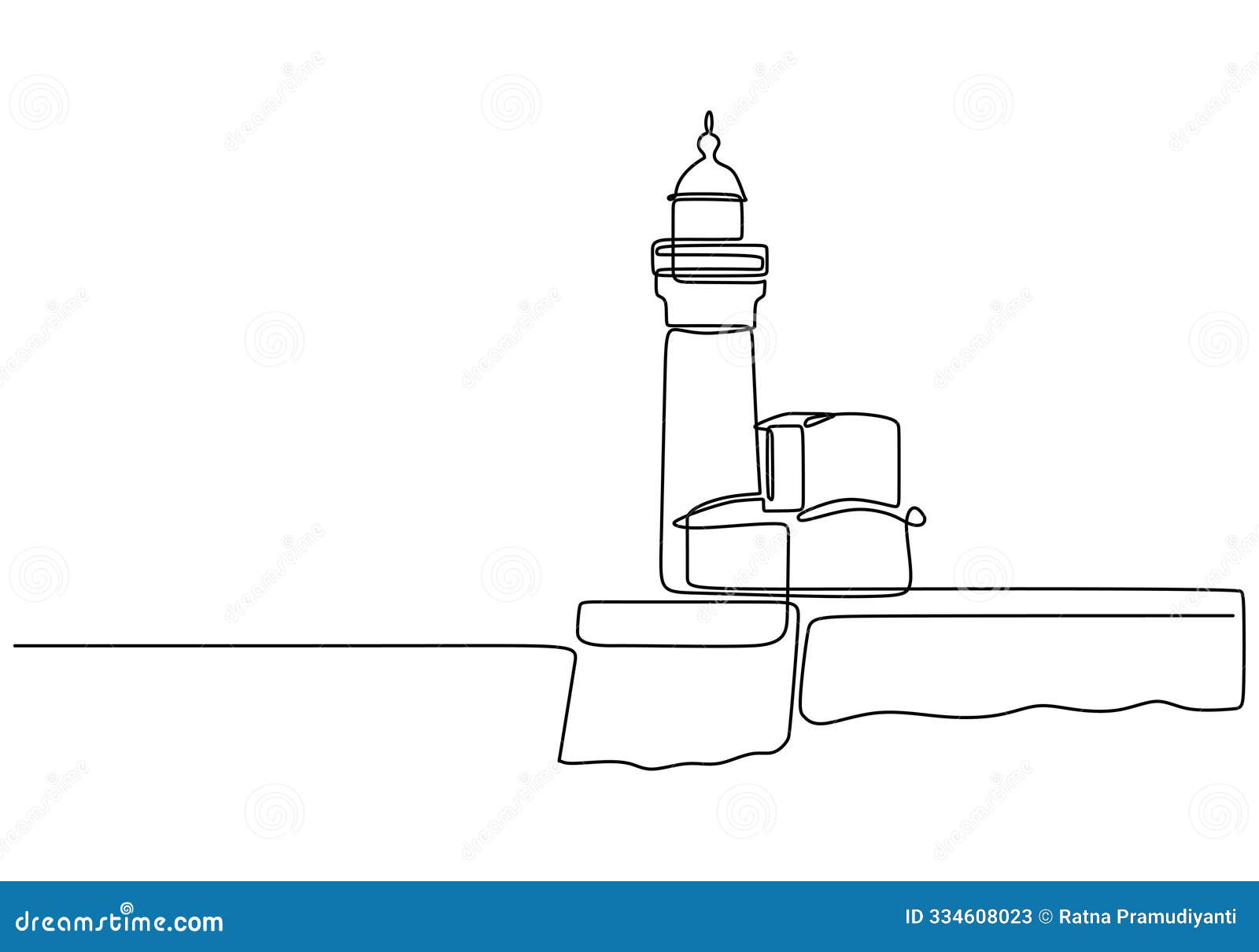 Minimalist Continuous Line Drawing of a Lighthouse in Hand-Drawn Style ...
