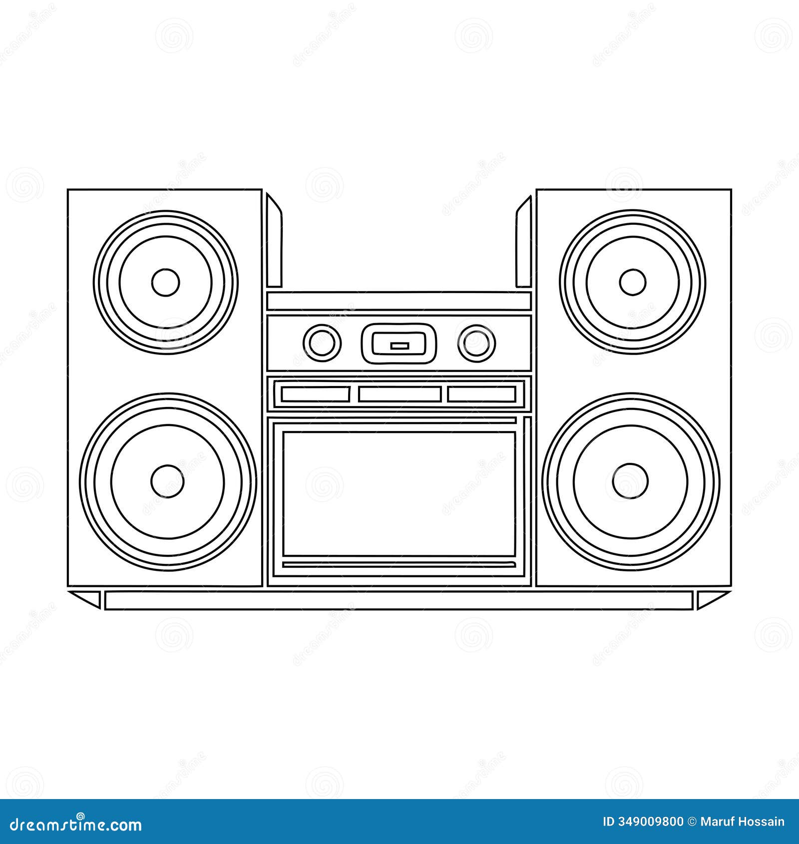 Minimalist Continuous Line Drawing of Music System with Speakers ...