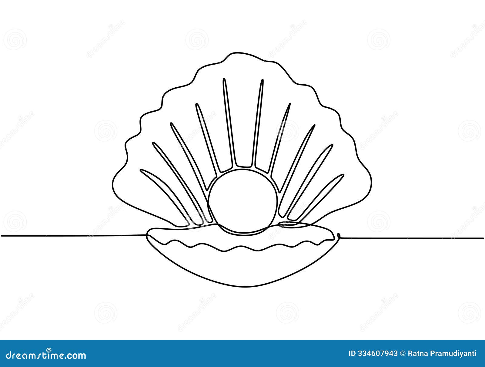 Minimalist Continuous Line Drawing of a Pearl Oyster Shell Stock Vector ...