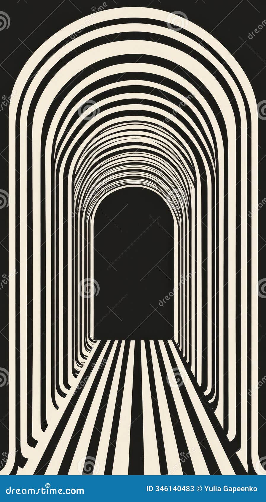 A Minimalist Corridor with Bold Stripes and Arched Ceiling Design in ...