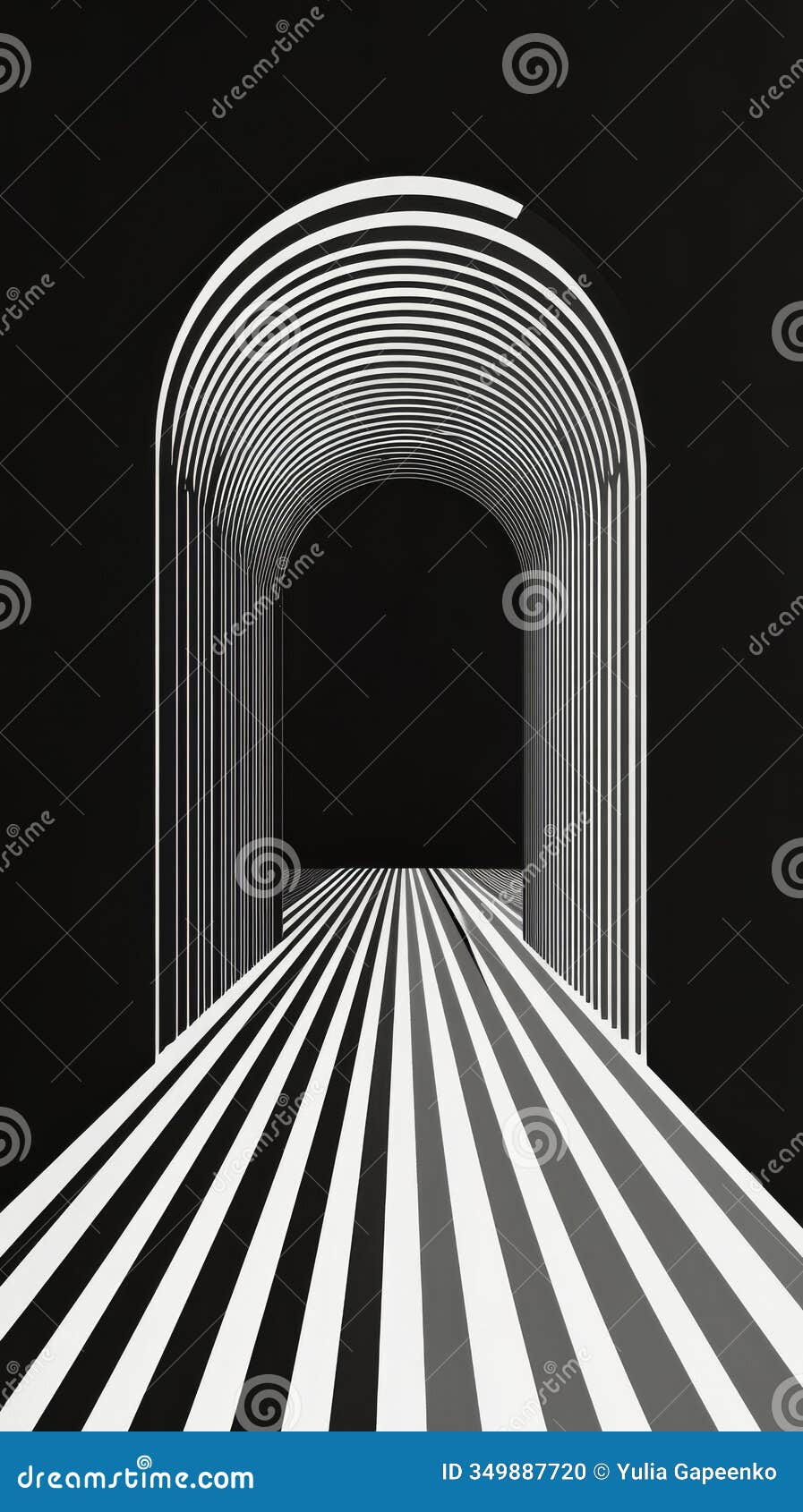 A Minimalist Corridor with Bold Stripes and Arched Ceiling Design in ...