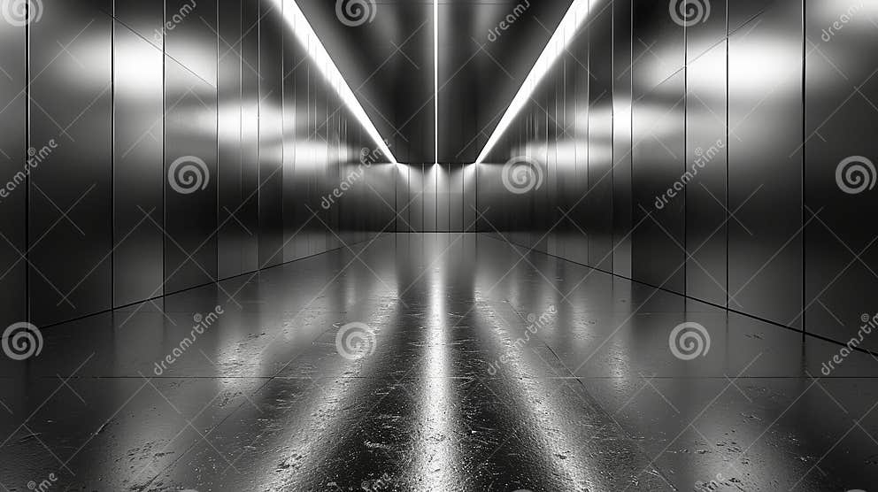 Modern Corridor with Sleek Lines and Dramatic Lighting Effects Stock ...