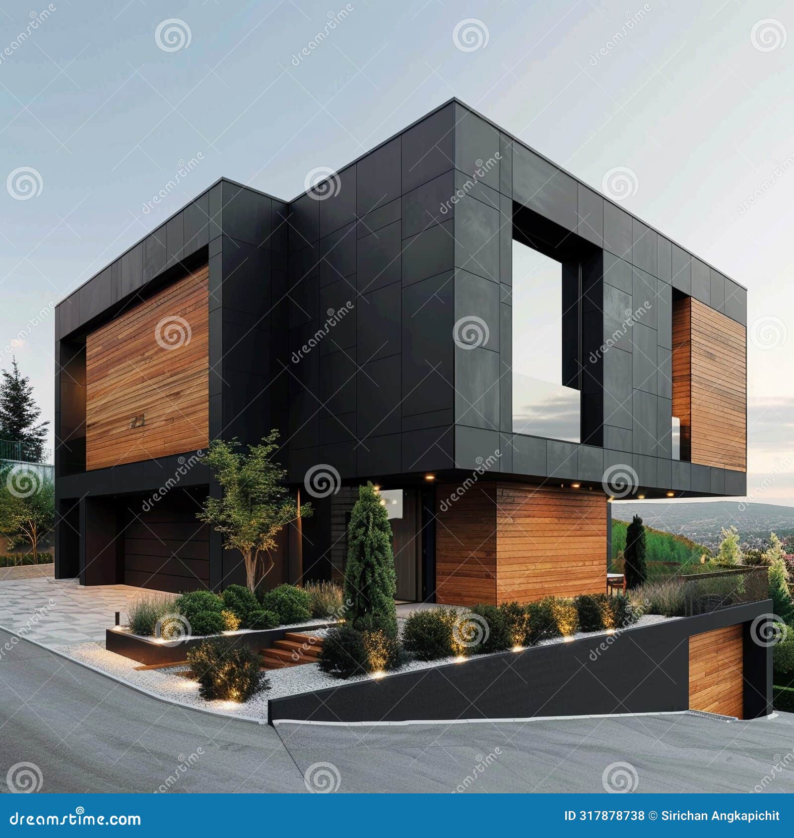 Minimalist Cubic House with Wooden Cladding and Black Panel Walls ...