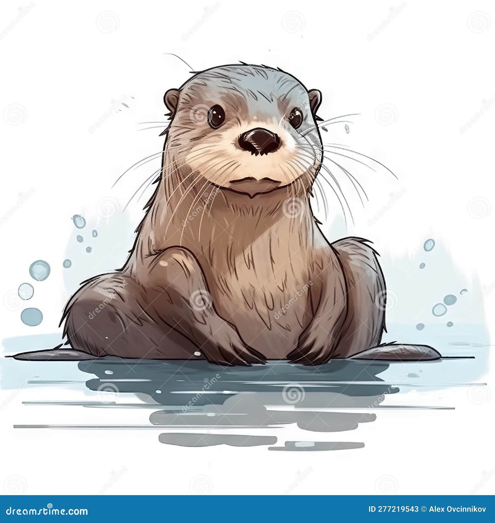 Sea Otter Drawing With Bit Of Watercolour Royalty-Free Stock Image ...
