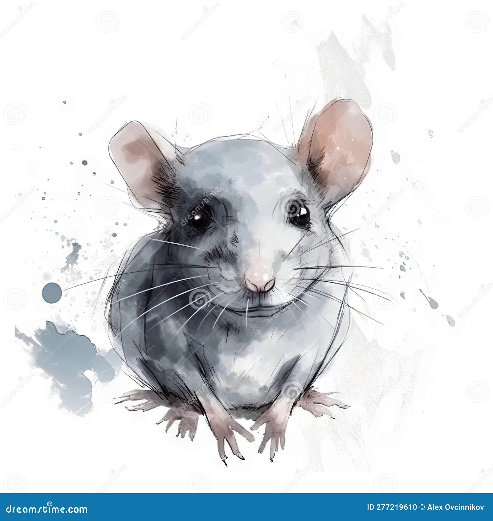 Minimalist Cute Rat Drawing on White Background for Invitations and ...