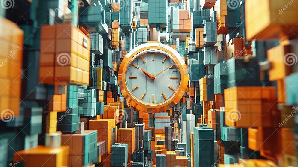 Abstract 3D Art Representation of Time Concepts Stock Illustration ...