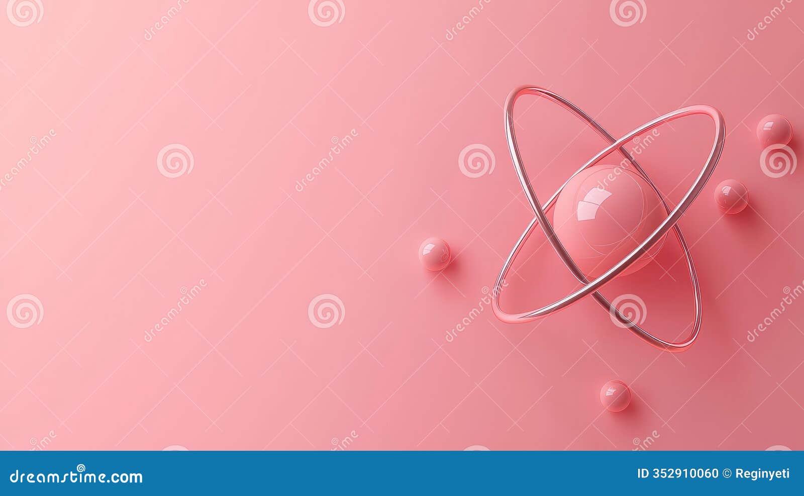 Minimalist 3D Banner Featuring Atom Model on Solid Background Stock ...