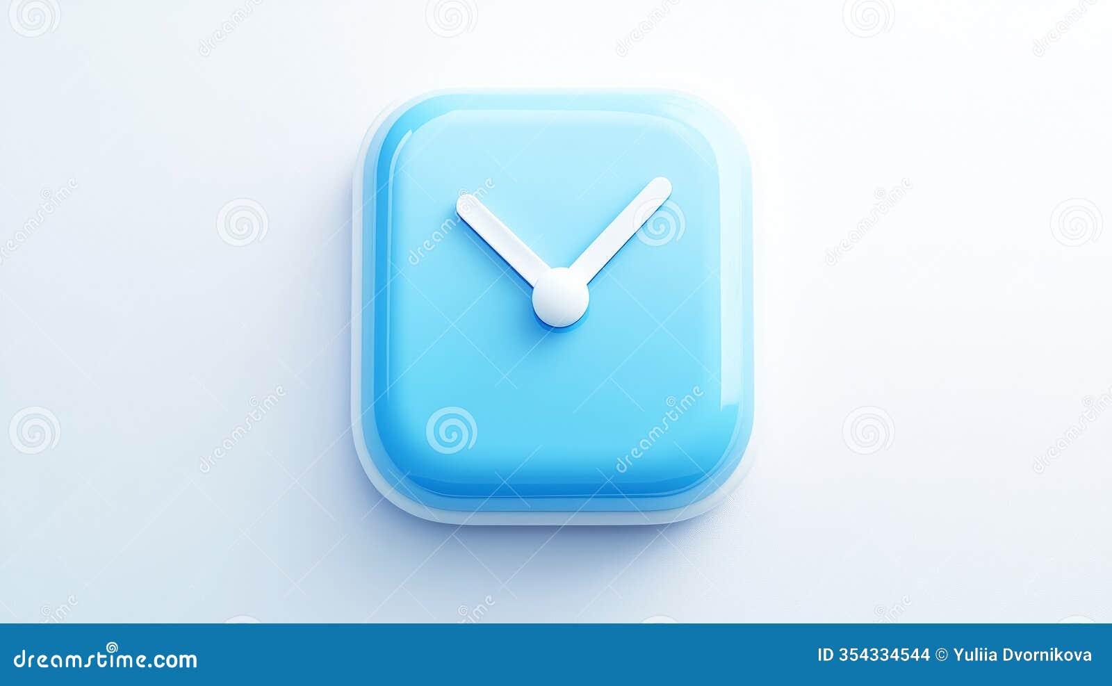 Minimalist 3d Clock Icon with Blue Frame on Light Background, Modern ...