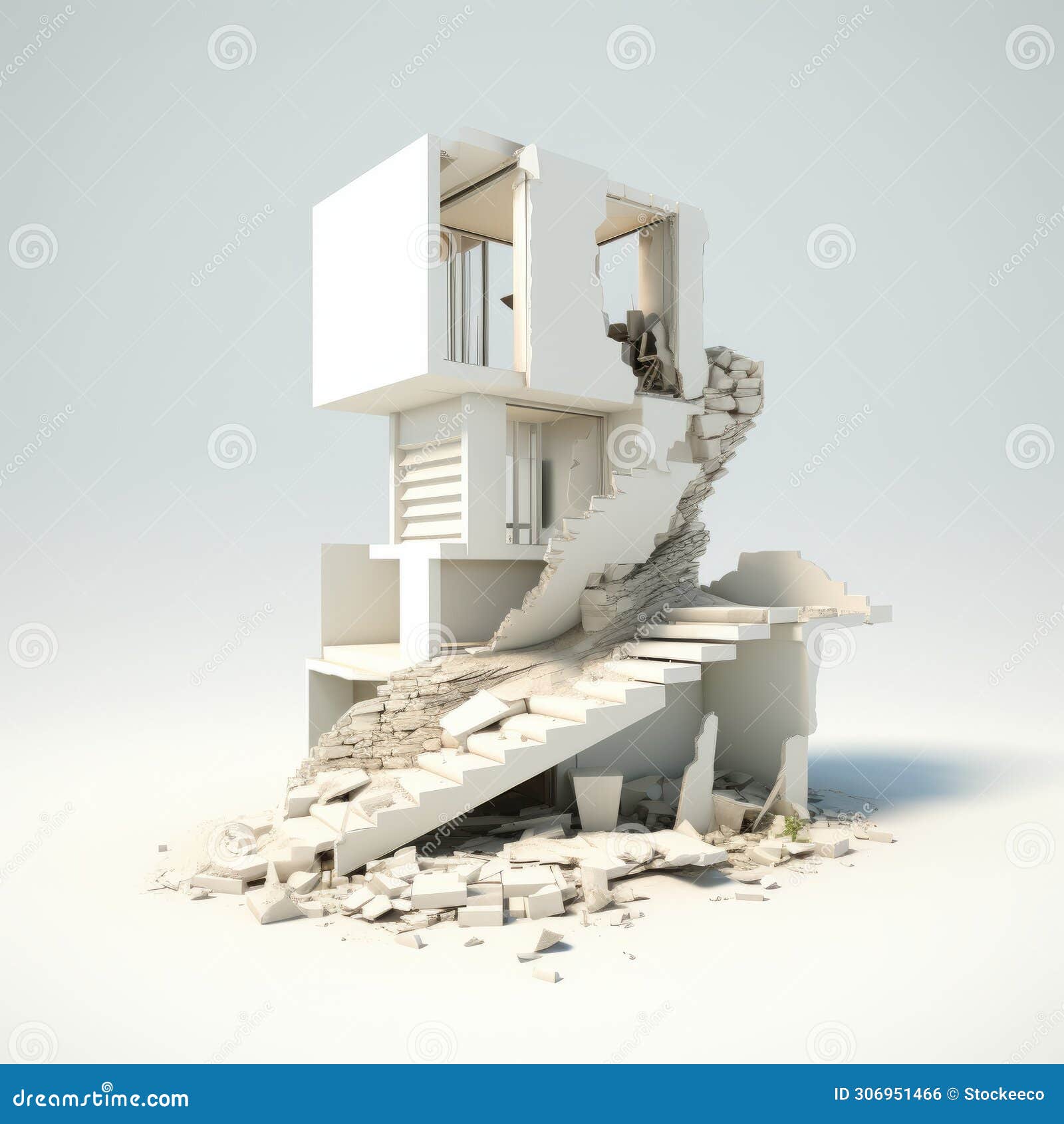 Minimalist 3d Crumbled Building: Precise and Lifelike Architectural ...