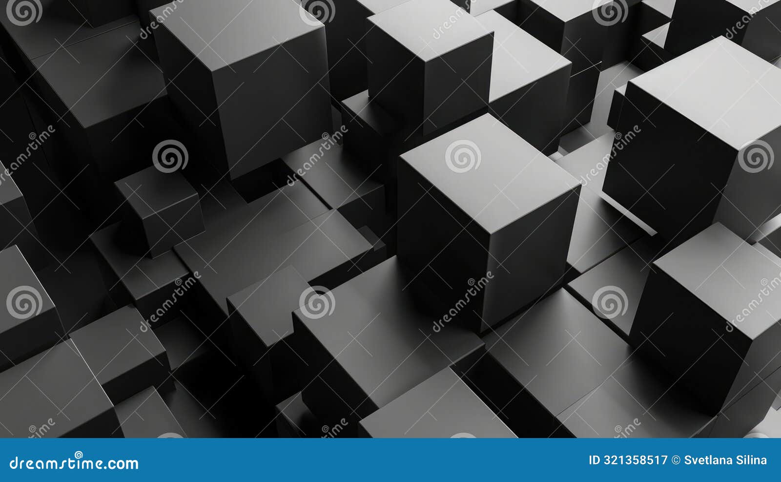 Minimalist 3D Geometric Design with Floating Cubes, Monochrome Color ...