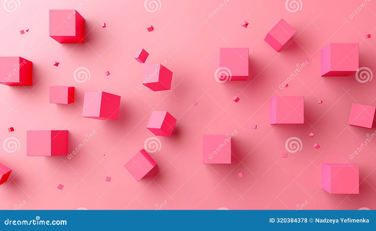 Minimalist 3D Illustration of Pink Cubes Floating on a Pink Background ...