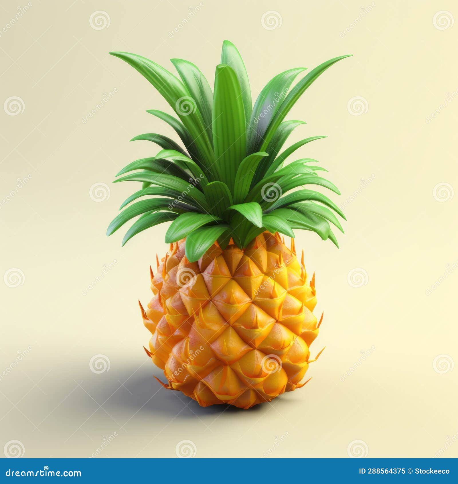 Minimalist 3d Pineapple Fruit Design on White Background Stock ...