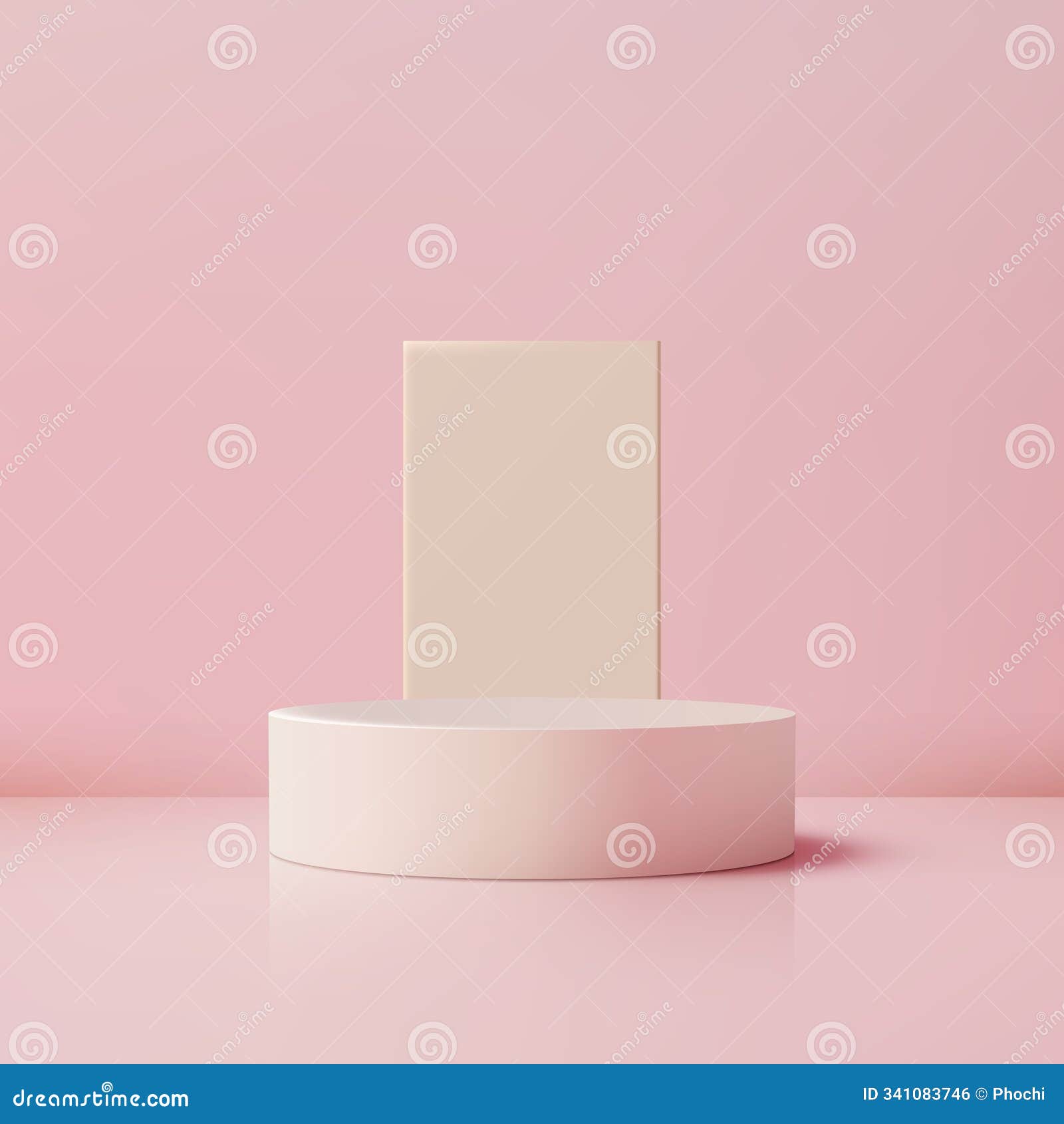 Minimalist 3D Pink Podium and Rectangular Panel with Soft Pastel ...