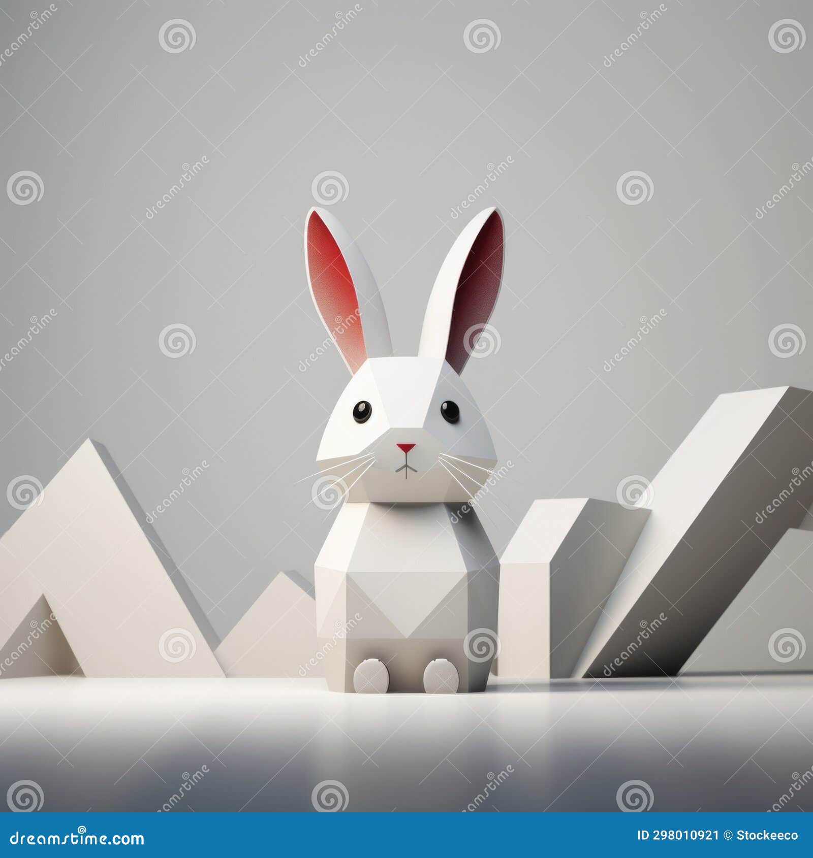 Minimalist 3d Rabbit Sculpture in Polygonal Lines Stock Illustration ...