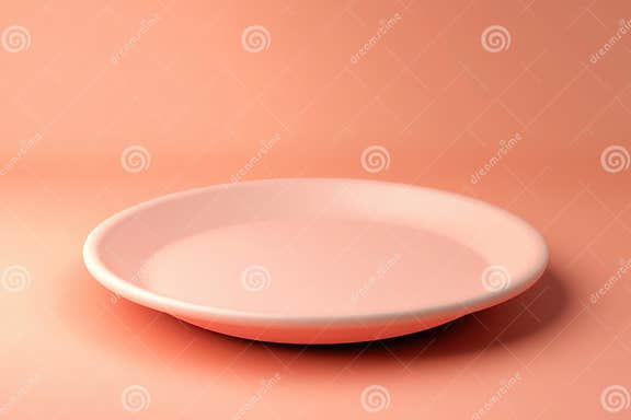 Minimalist 3D Rendered Empty Cake Platter on Soft Coral Background for ...