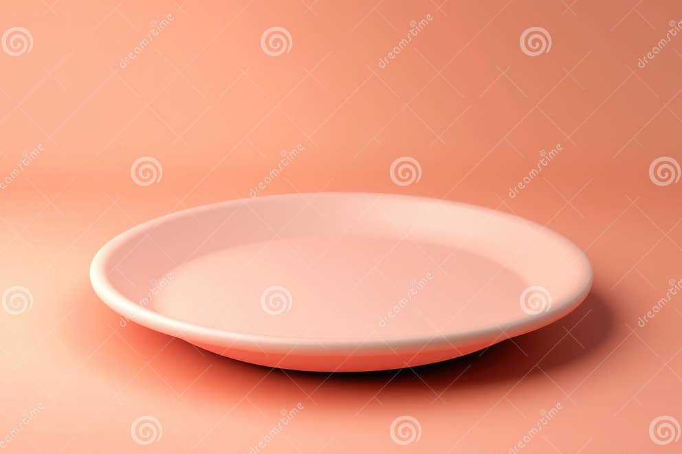 Minimalist 3D Rendered Empty Cake Platter on Soft Coral Background for ...