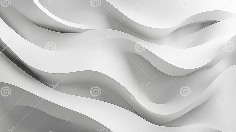 A Minimalist 3d Wave Design In Grayscale With Soft Undulating Curves Casting Shadows And