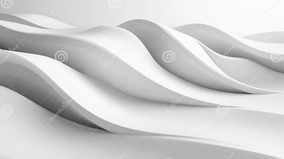 A Minimalist 3d Wave Design In Grayscale With Soft Undulating Curves Casting Shadows And