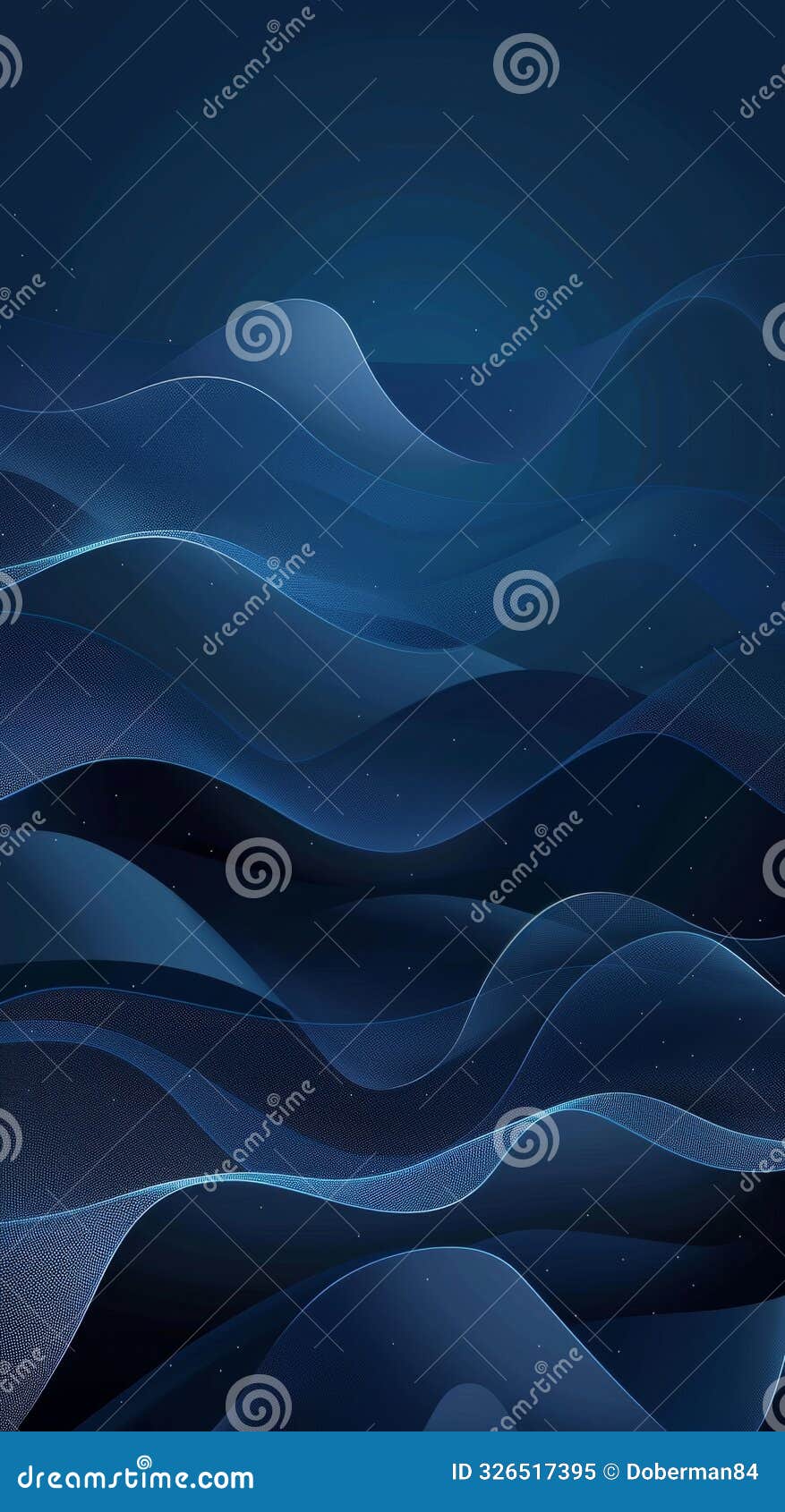 Minimalist Dark Blue Gradient Artwork with Fluid Abstract Wave Patterns ...