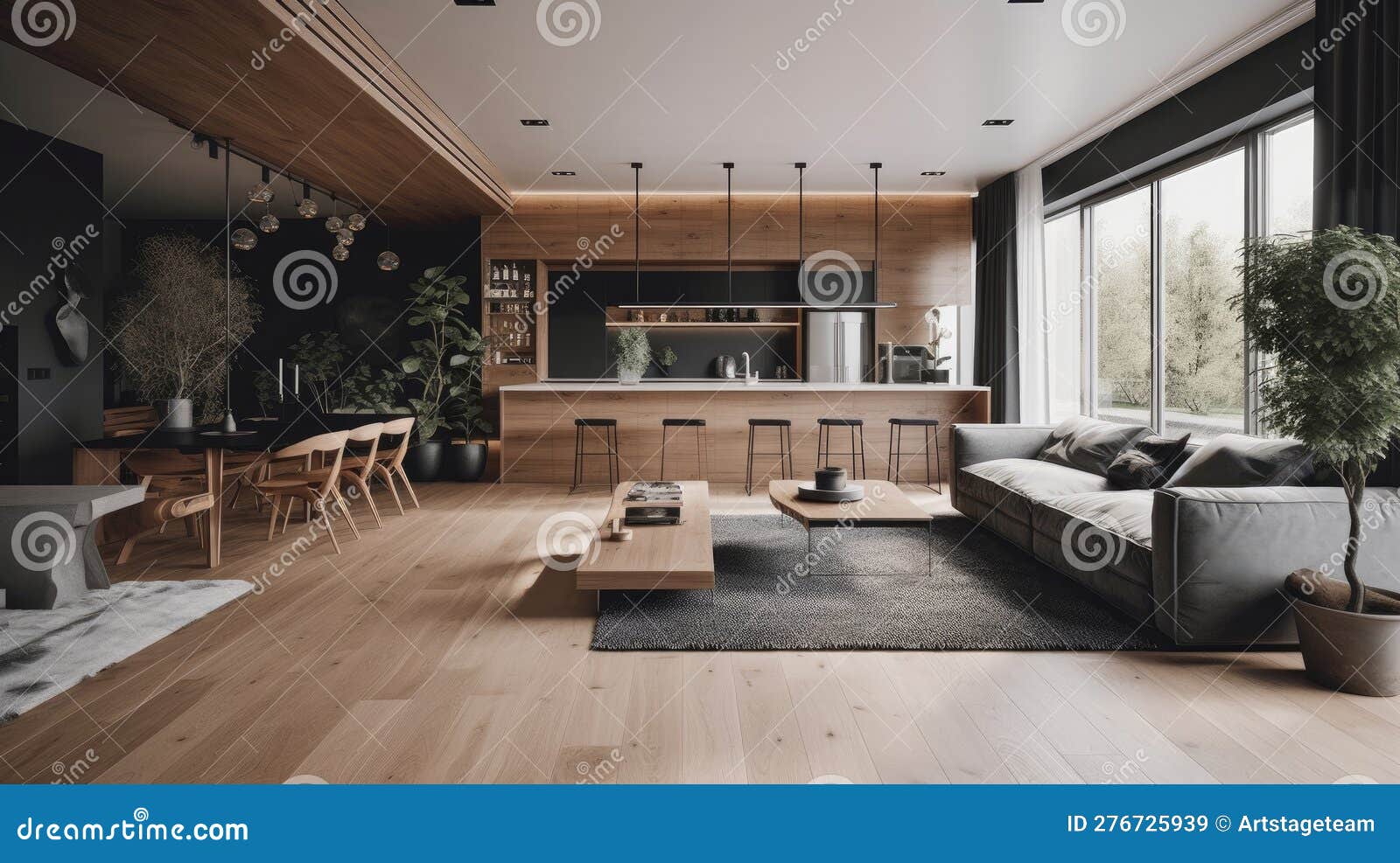 Minimalist Decor and Smart Home Technology in a Contemporary Home. AI ...