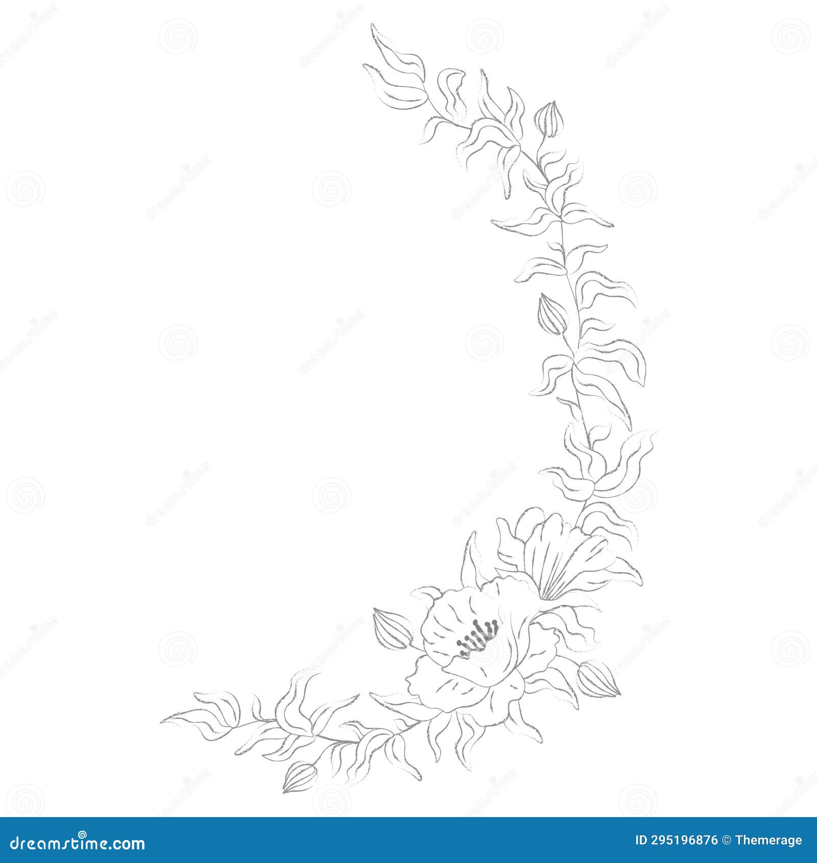 Minimalist Decorative Composition of Leaves and Flowers Side Pattern ...