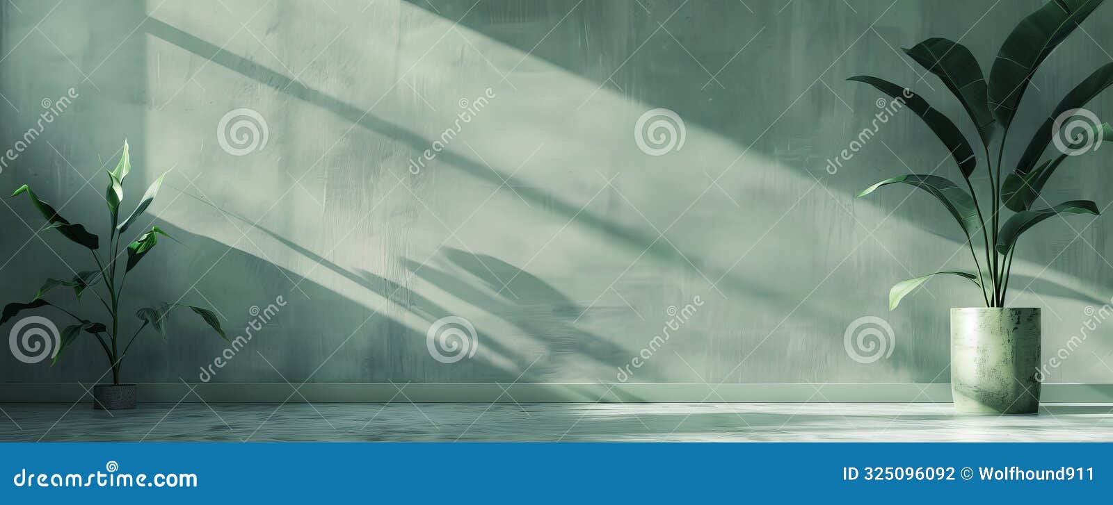 A Minimalist Depiction of an Empty Wall in Soft Sage Green, with a ...