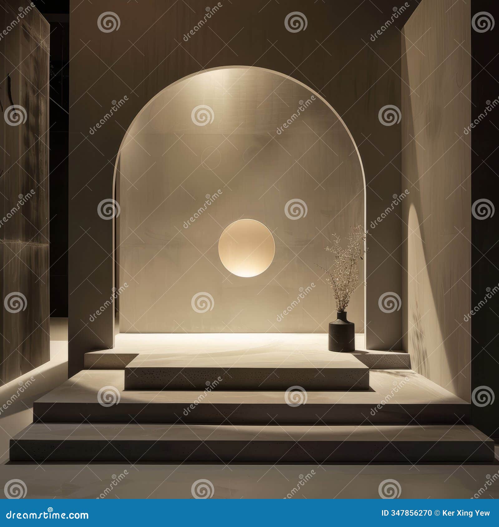 Minimalist Modern Interior with Archway and Soft Lighting in Neutral ...