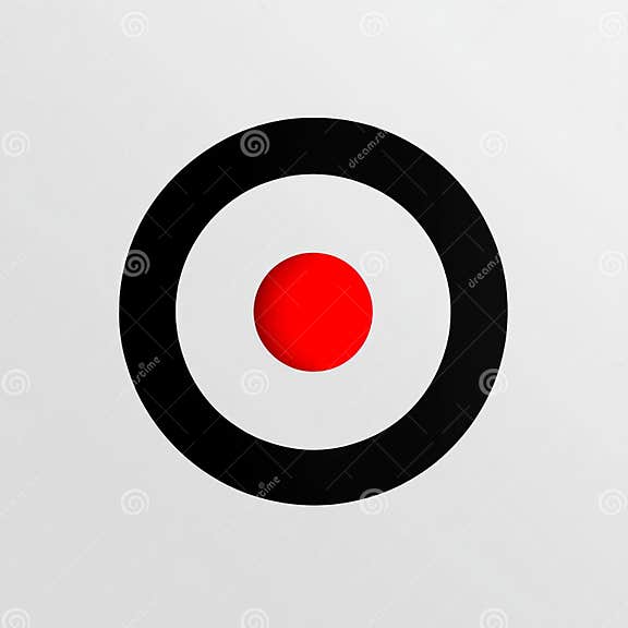 Minimalist Design with Black and Red Bullseye on White Background Stock ...