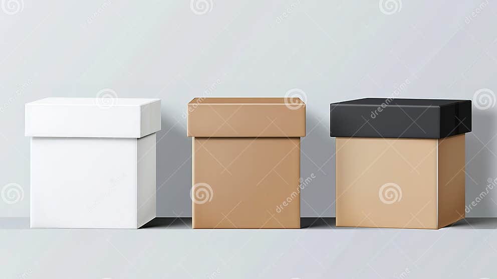 Minimalist Design of Elegant Closed Boxes in White, Black and Brown F ...