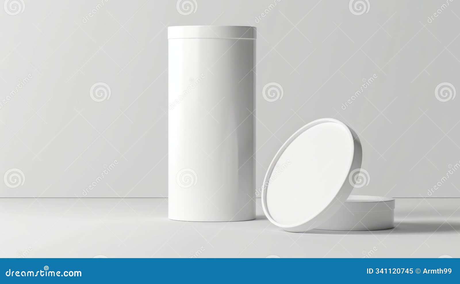 Minimalist Design of Empty White Cylinder and Lid on Surface with ...