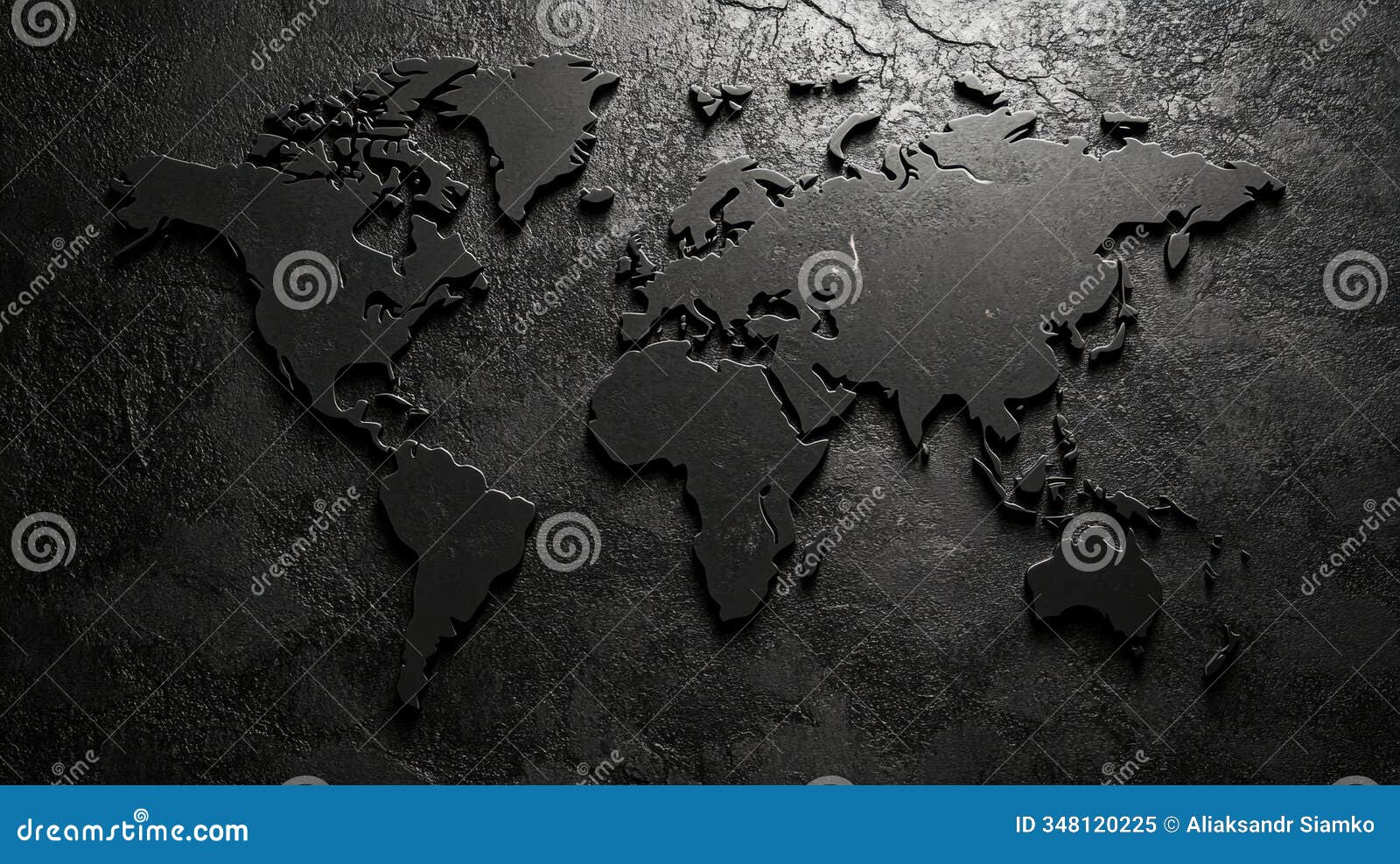 Textured World Map With Embossed Continents, Artistic Design Stock ...