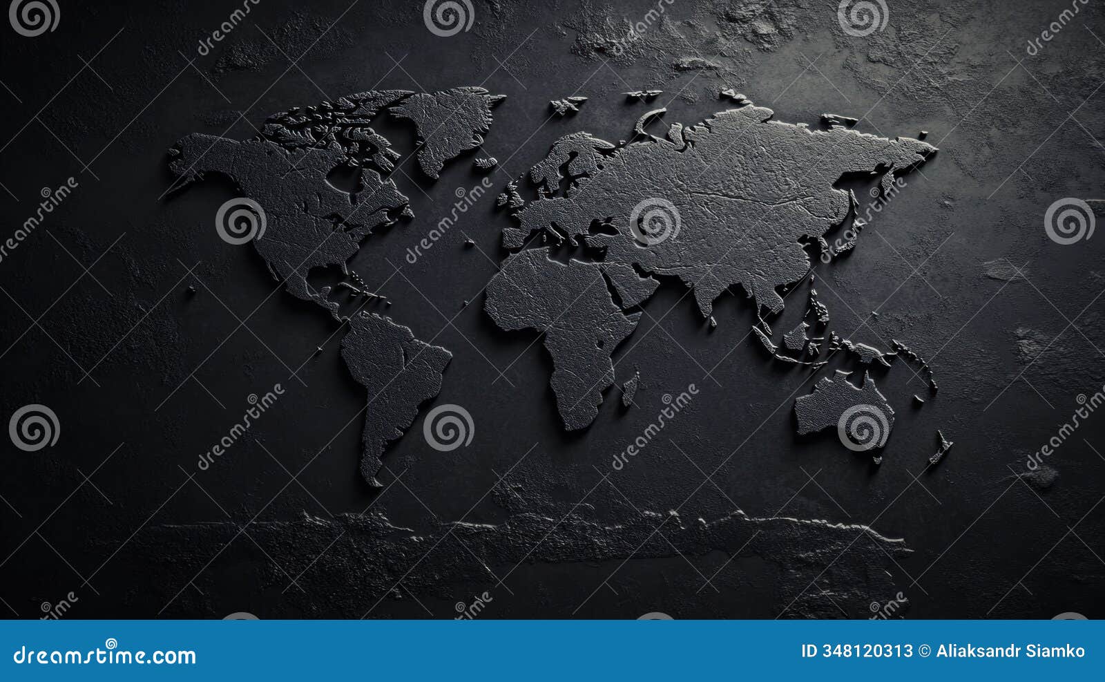 Textured World Map With Embossed Continents, Artistic Design Stock ...