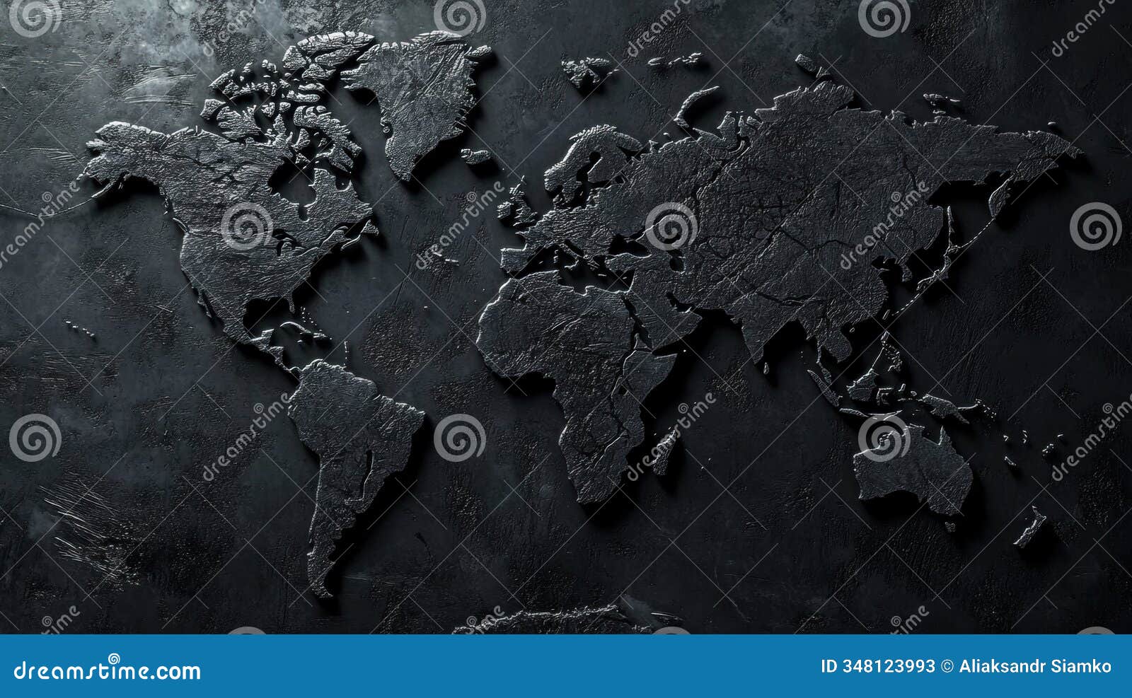 Textured World Map With Embossed Continents, Artistic Design Stock ...