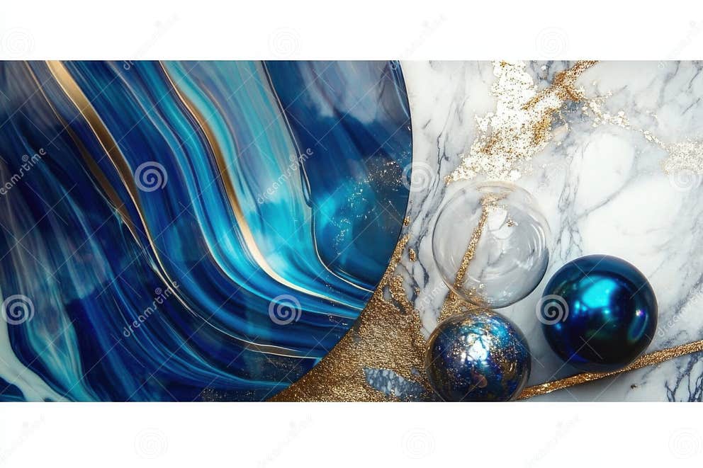 Minimalist Design Featuring Vibrant Blue Abstract Patterns and Marble ...