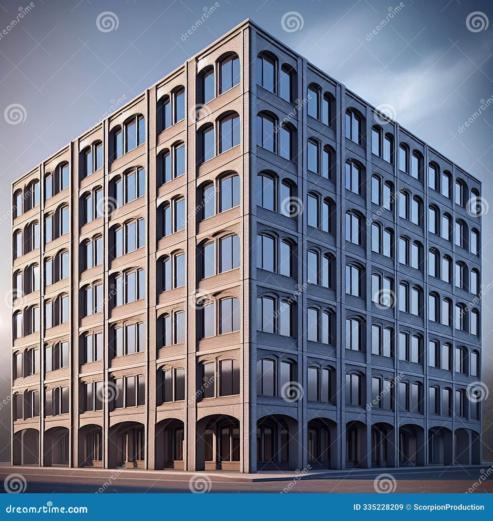 Minimalist Design of a Modern Building with Uniform Windows Stock Image ...