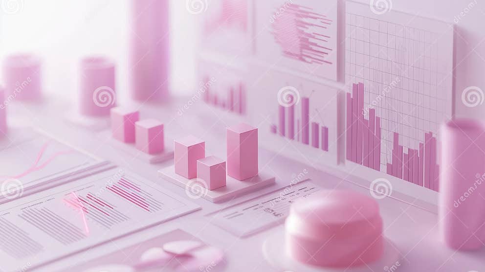 Pink Minimalist Charts and Graphs Stock Illustration - Illustration of ...