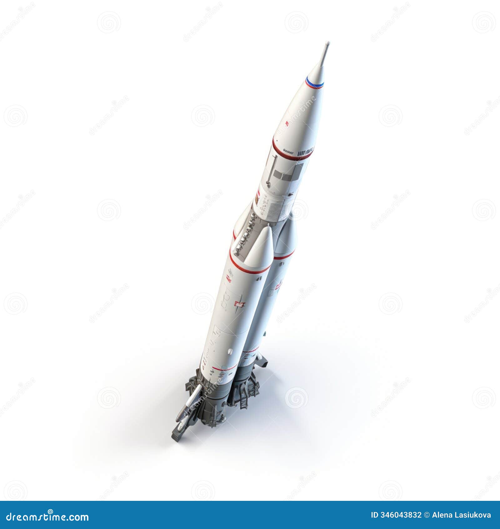 Minimalist Design Rocket Ship Ready for Launch, Isolated on White ...