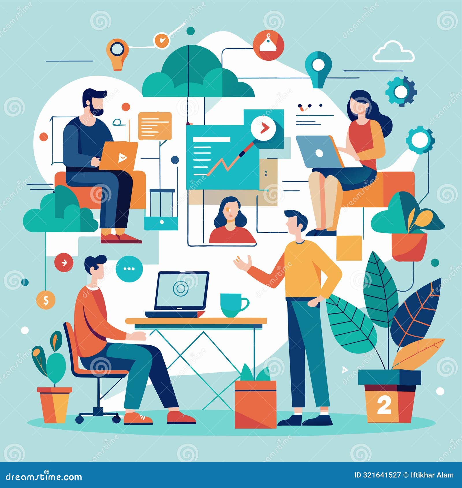 A Minimalist Design Showcasing a Collaborative Workspace with Diverse ...