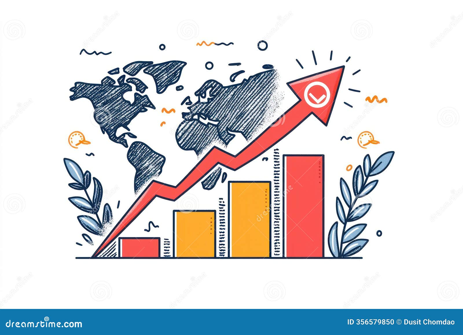 Minimalist Design Showing Upward Graph with World Map Symbolizing ...