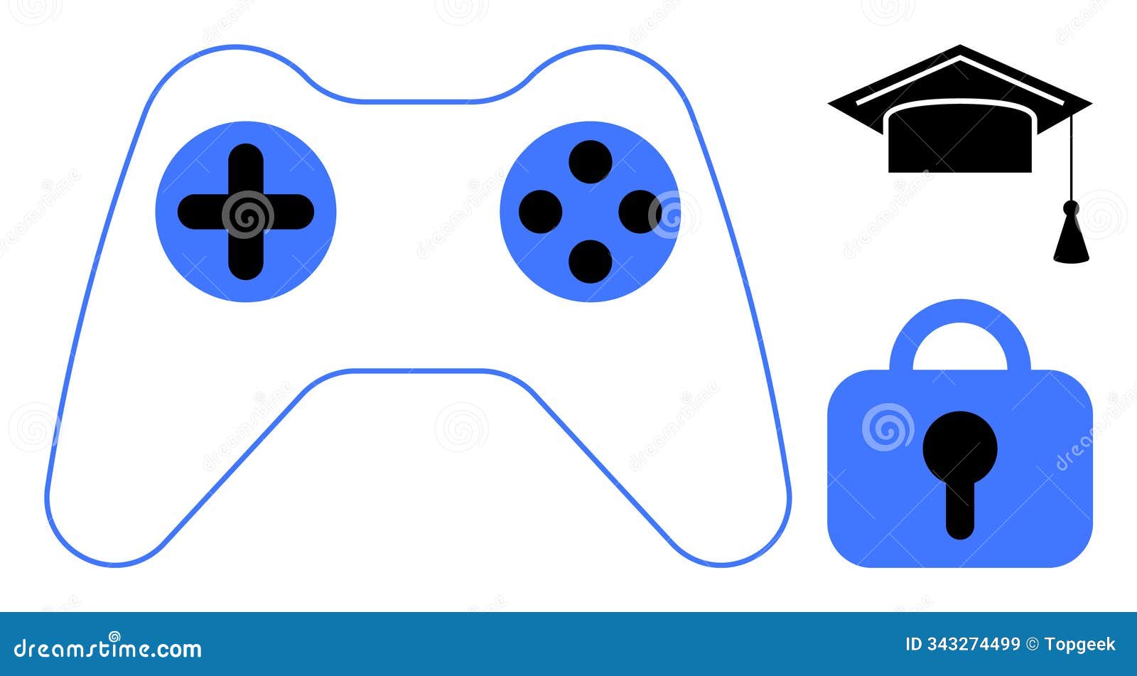 Game Controller with Graduation Cap and Lock Representing Education ...