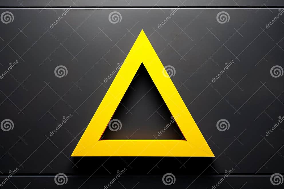 An Abstract Yellow Triangle Centered on a Grey Background with Blurred ...