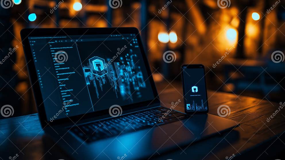 Minimalist Desk Setup Showcasing Cybersecurity Tools with a VPN ...