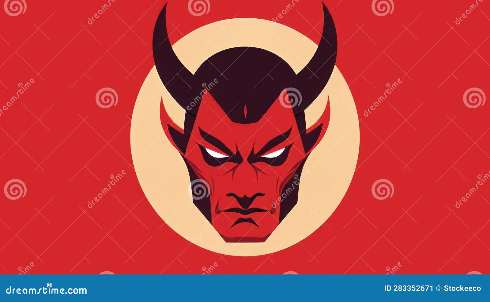 Devil With Ax. Strong Angry Asmodeus. Red Demon Big. Horned Satan ...