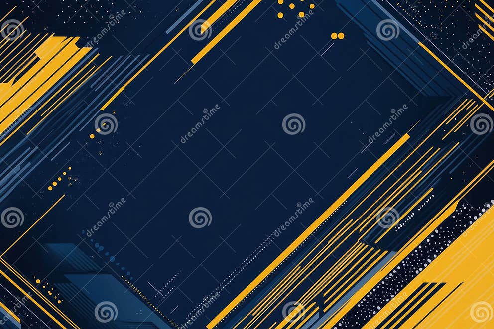 Abstract Geometric Design with Yellow and Blue Lines Stock Illustration ...