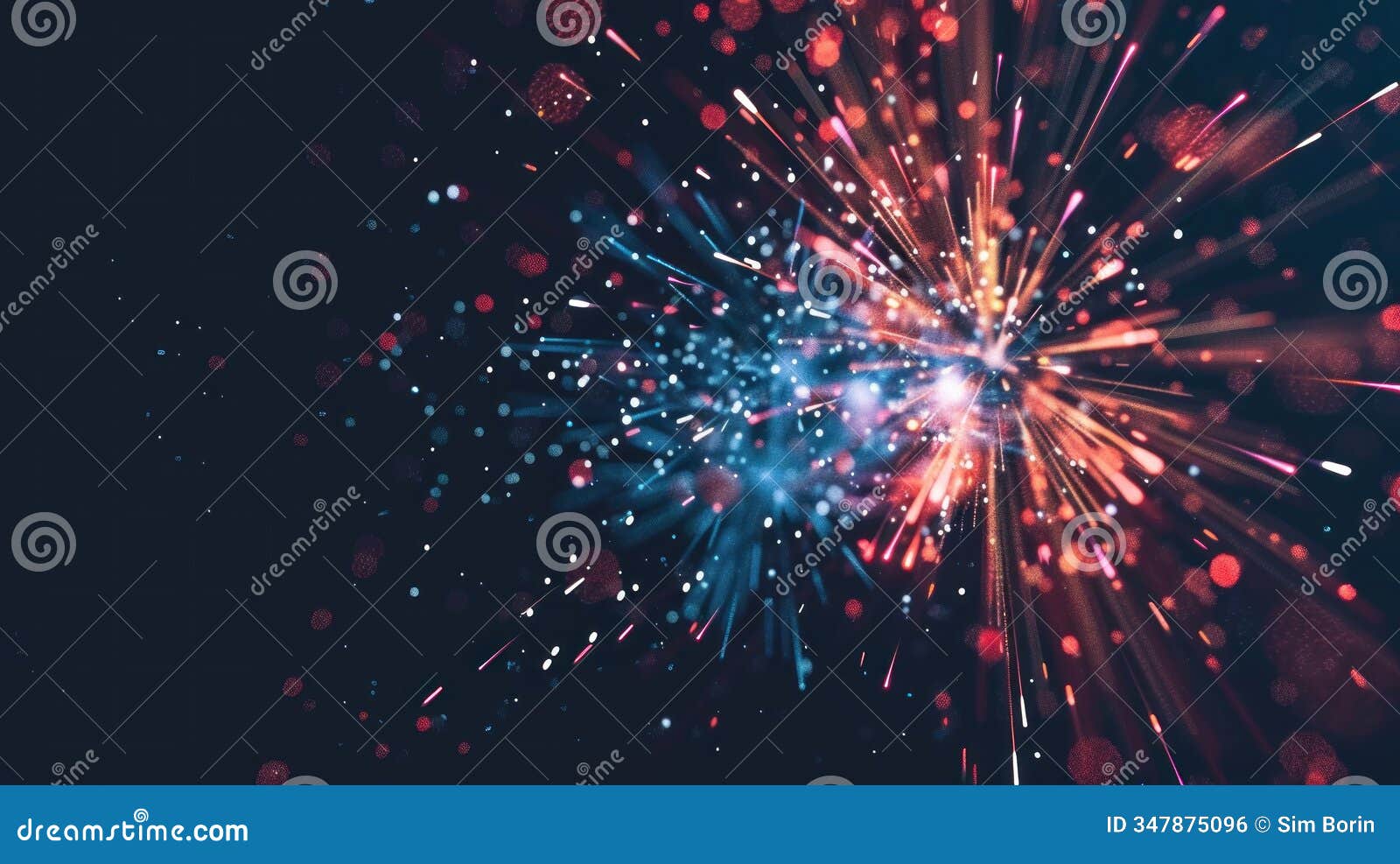 A Minimalist Digital Illustration of Fireworks Exploding in a Stylized ...