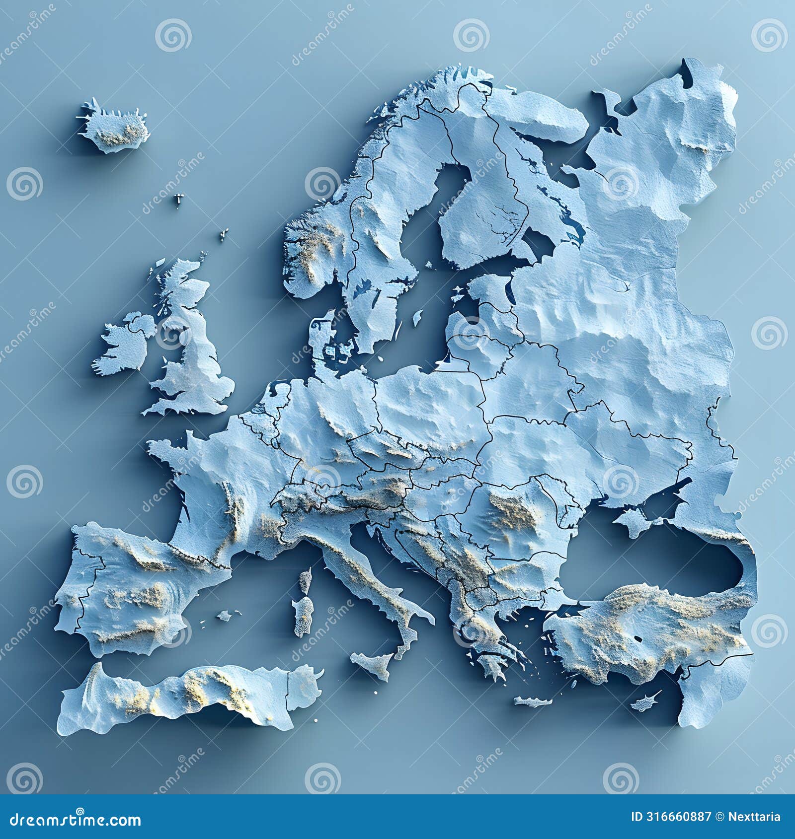Minimalist Digital Map of Europe - Inspirational Background for ...