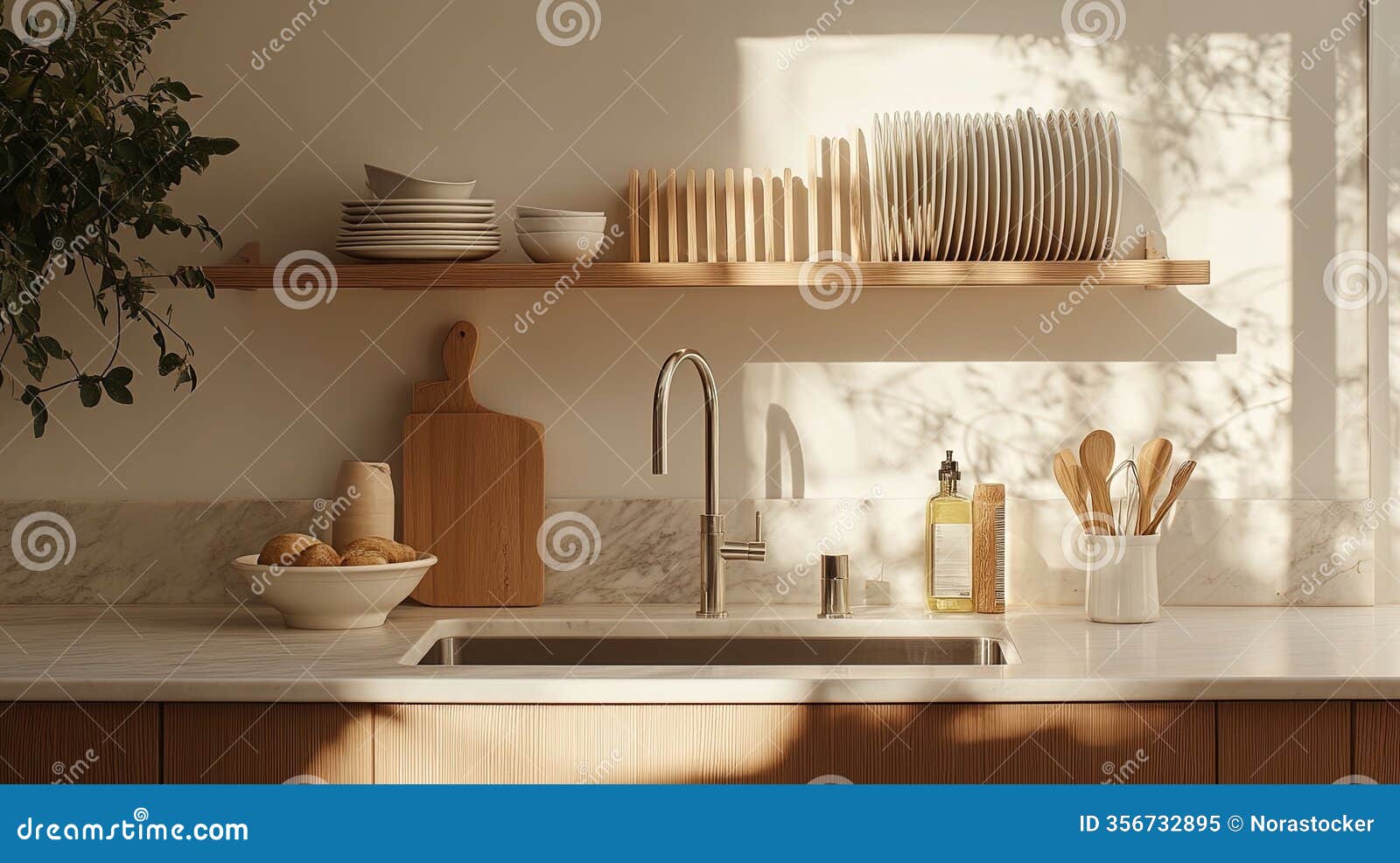 A Minimalist Display of Eco-friendly Dish Racks Styled in a Light Stock ...